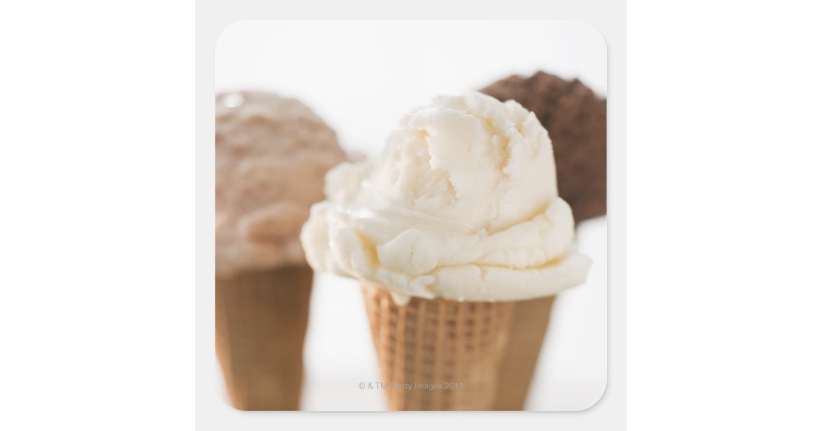 Close up of various ice cream cones square sticker | Zazzle