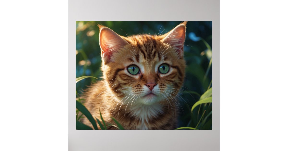 Close Up Tabby Kitty Cat 5:4 Feline Kitten Poster | Zazzle