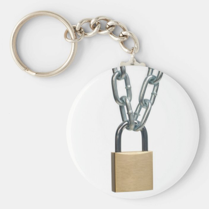 Closed padlock and chain keychain | Zazzle.com