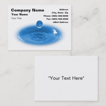 Closeup of Blue Water Drop Business Card | Zazzle