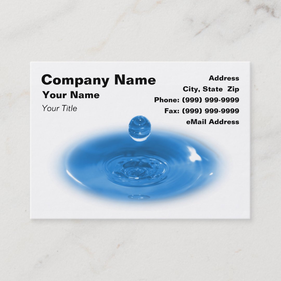 Closeup of Blue Water Drop Business Card | Zazzle