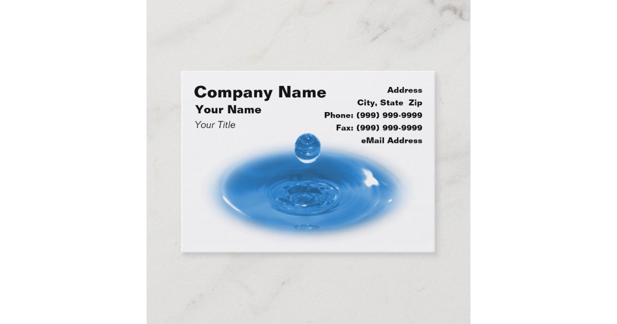 Closeup of Blue Water Drop Business Card | Zazzle