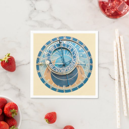 Closeup on Prague Astronomical Clock, Czech R. Napkins | Zazzle