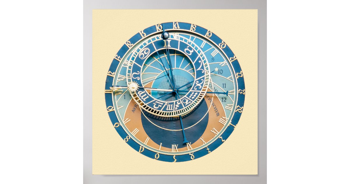 Closeup on Prague Astronomical Clock, Czech R. Poster | Zazzle