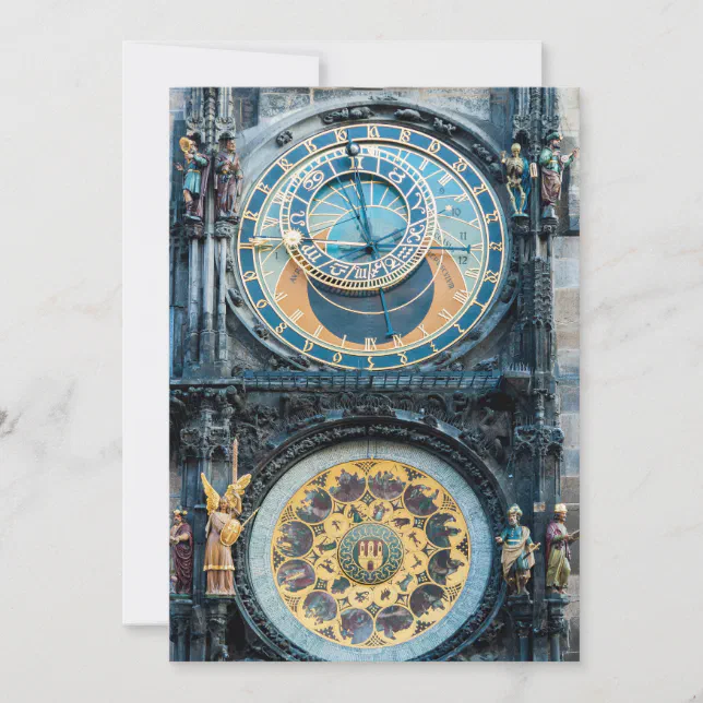Closeup on Prague Astronomical Clock Invitation | Zazzle