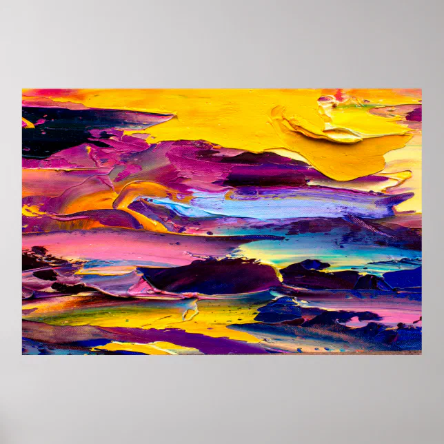 Closeup view of an palette knife oil painting. Abs Poster | Zazzle