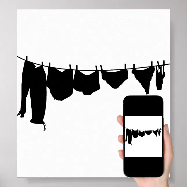 Clothes line silhouette poster | Zazzle