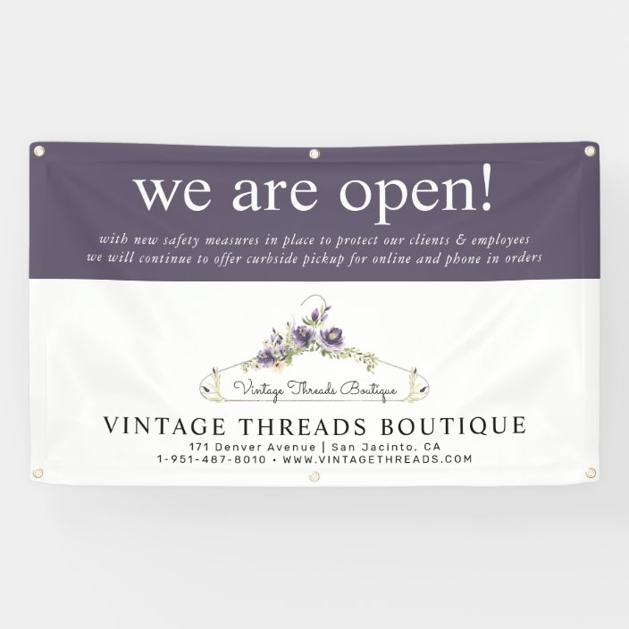 Clothing Boutique Grand Reopening Covid Safety Banner | Zazzle.com
