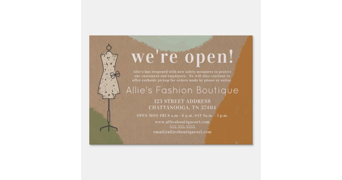 Clothing Boutique Reopening Cardstock Abstract Sign | Zazzle