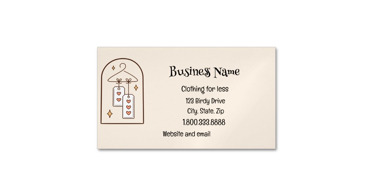 Clothing Consignment Second-hand Thrift Store Business Card Magnet | Zazzle