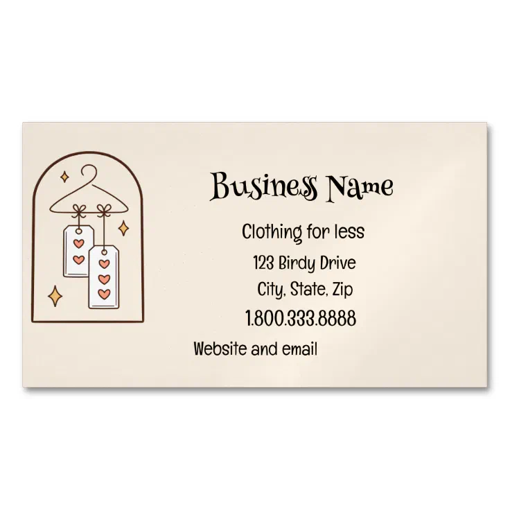 Clothing Consignment Second-hand Thrift Store Business Card Magnet | Zazzle