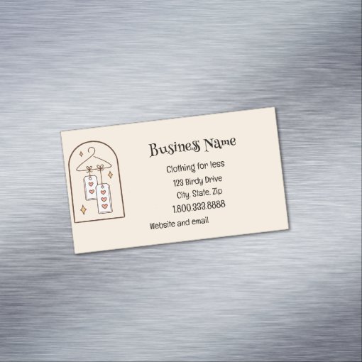 Clothing Consignment Second-hand Thrift Store Business Card Magnet | Zazzle