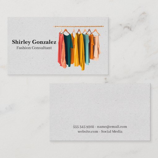 Clothing on Hangers | Fashionista Business Card | Zazzle