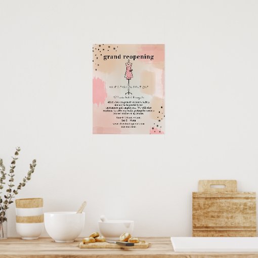 Clothing Store Reopening Abstract Blush Poster | Zazzle