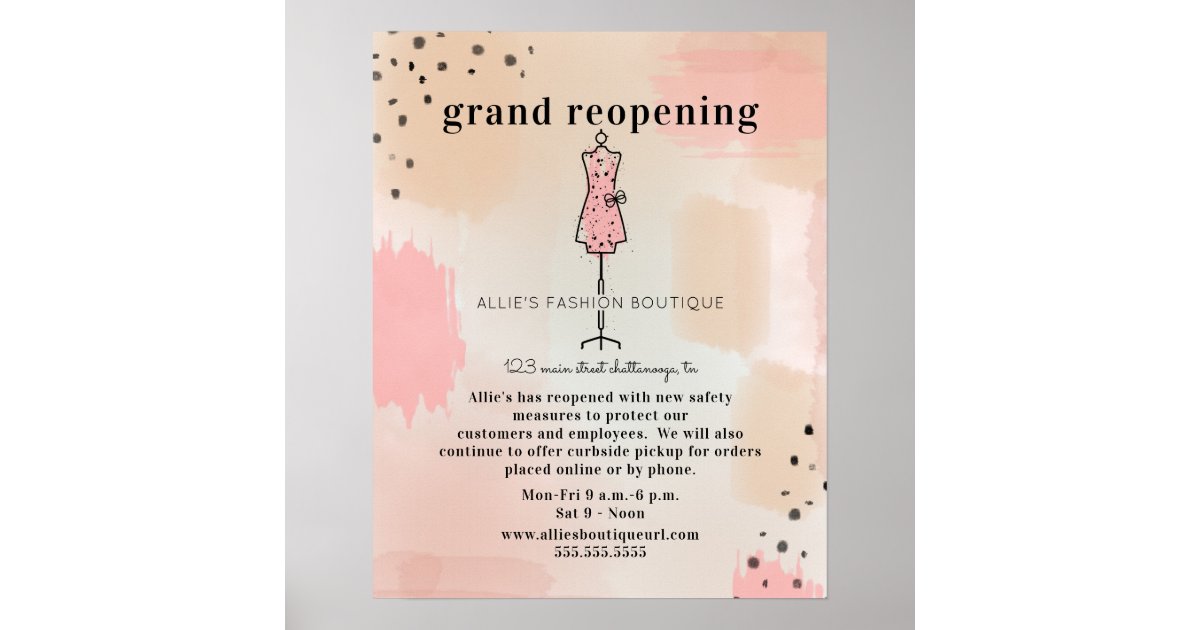 Clothing Store Reopening Abstract Blush Poster | Zazzle