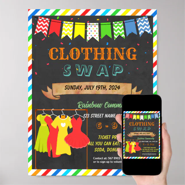 Clothing swap school event template poster | Zazzle