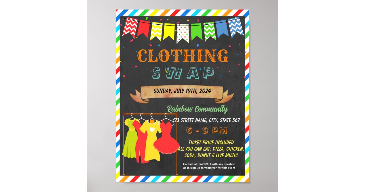 Clothing swap school event template poster | Zazzle