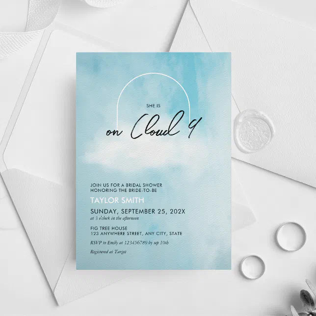 Cloud 9 Bridal Shower Theme Minimalist Modern Invitation | Zazzle