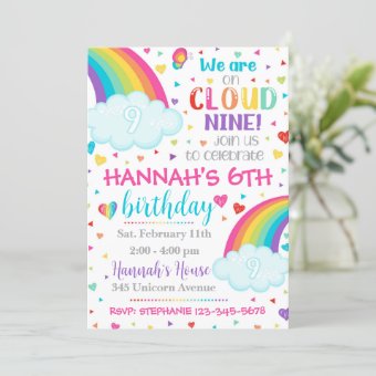 Cloud 9 Invitation, 9th Birthday Invitation | Zazzle