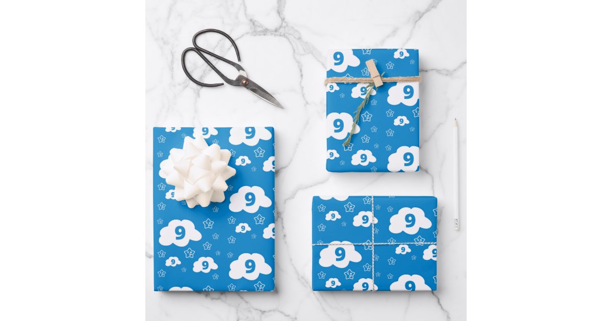 Cloud 9 Wrapping Paper Flat Sheet Set of 3 | Zazzle