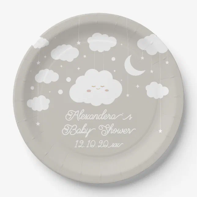 Cloud Baby Shower Paper Plates | Zazzle