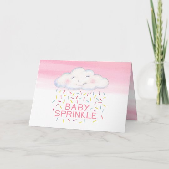 Cloud baby sprinkle pink watercolor thank you card | Zazzle.com