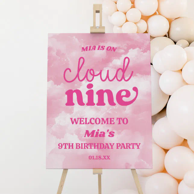Cloud Nine Ninth 9th Birthday Party Welcome Sign | Zazzle