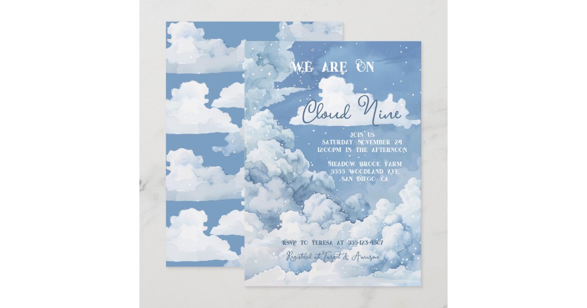 Cloud Nine Sky baby shower Invitation | Zazzle