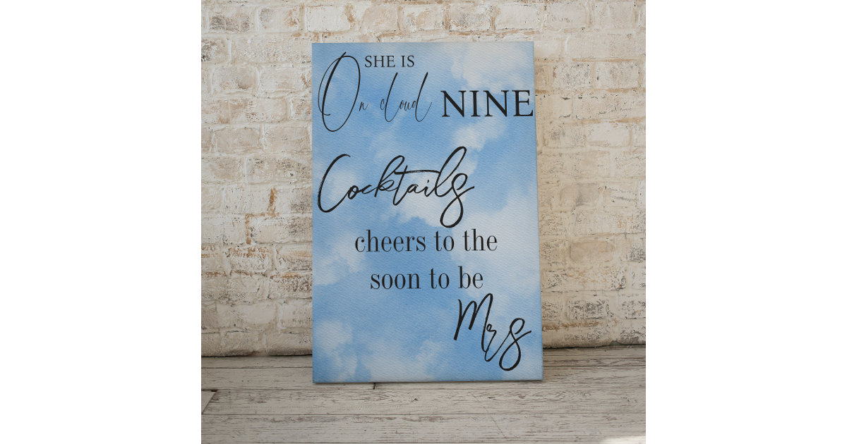 Cloud Nine Sky Blue Watercolor Bridal Shower Drink Poster | Zazzle