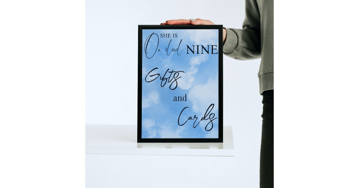 Cloud Nine Sky Blue Watercolor Bridal Shower Gifts Poster | Zazzle