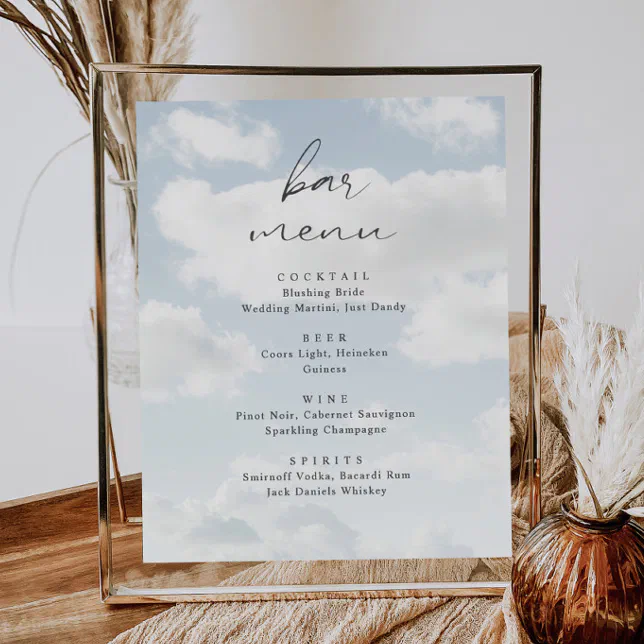 Cloud Nine Theme Cloud 9 Bar Menu Poster | Zazzle