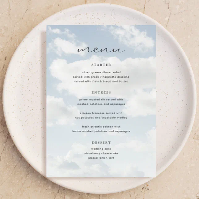 Cloud Nine Theme Cloud 9 Bridal Shower Bar Menu | Zazzle