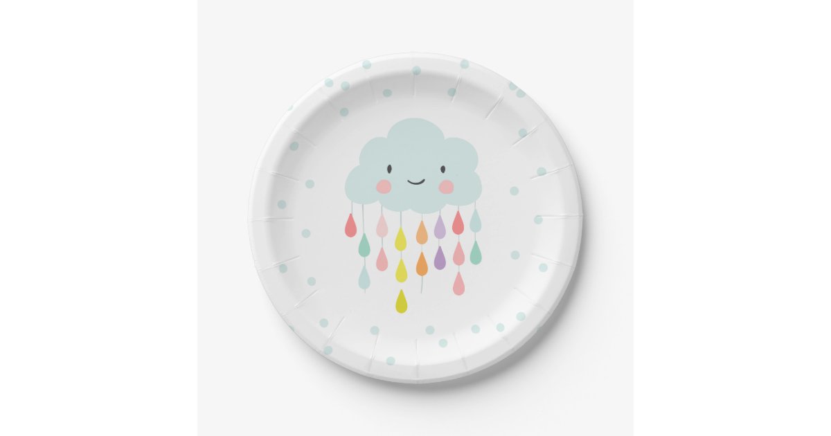 Cloud Paper Plates Baby shower Sprinkle neutral | Zazzle