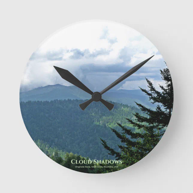'Cloud Shadows' Mountains Landscape Photo Round Clock | Zazzle