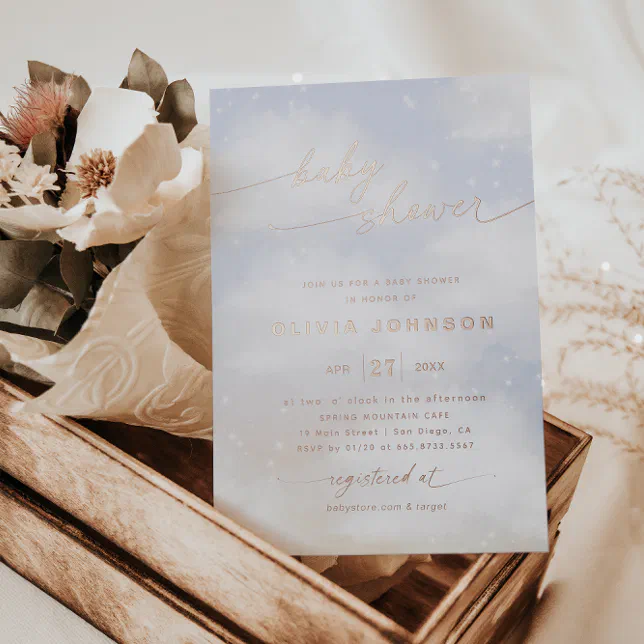 Cloud Themed baby Shower Foil Invitation | Zazzle