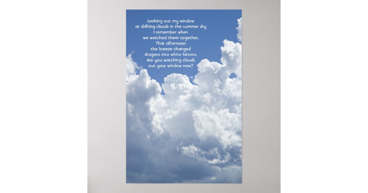 Clouds and Summer Sky Missing You Poem Poster | Zazzle