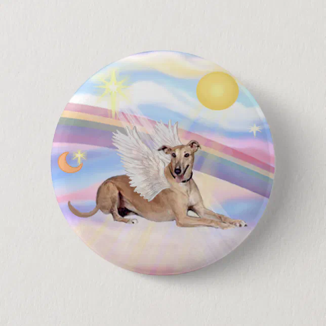 Clouds - Fawn Greyhound Angel (lying down) Button | Zazzle