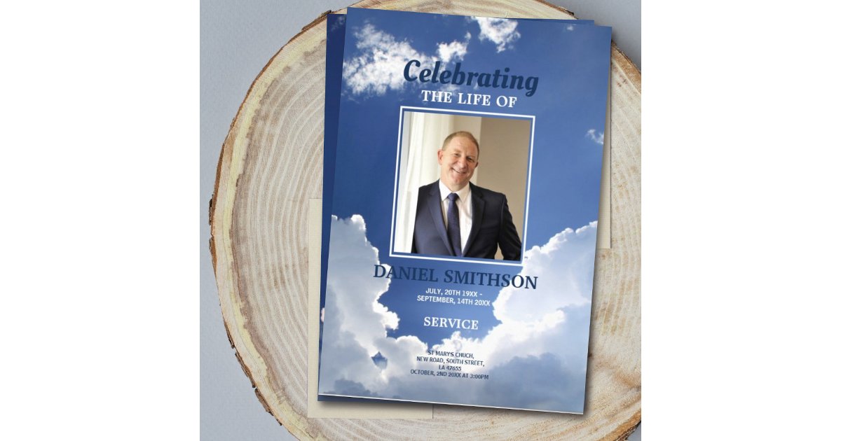 Clouds Funeral Service Program Celebration of Life Flyer | Zazzle