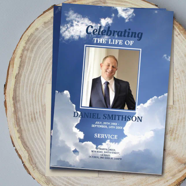 Clouds Funeral Service Program Celebration of Life Flyer | Zazzle