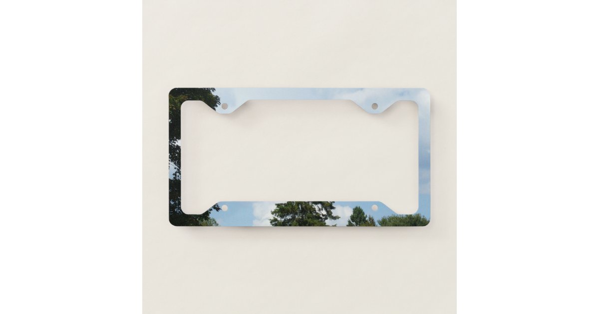 Clouds in Blue Sky and Pine Trees License Plate Frame | Zazzle