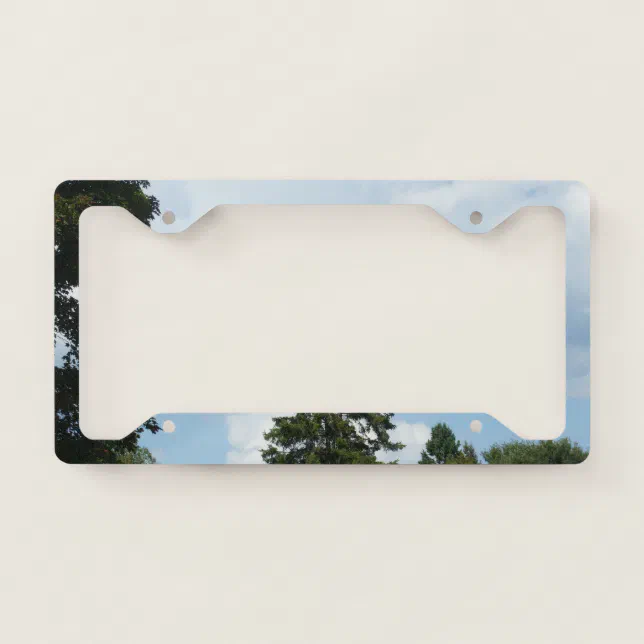 Clouds in Blue Sky and Pine Trees License Plate Frame | Zazzle