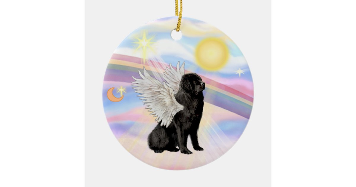 Clouds - Newfoundland Angel (black) Ceramic Ornament | Zazzle