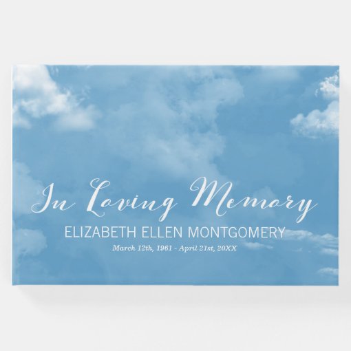 Cloudy Blue Sky In Loving Memory Guest Book | Zazzle