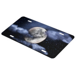 Cloudy Moon License Plate | Zazzle