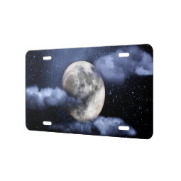 Cloudy Moon License Plate | Zazzle