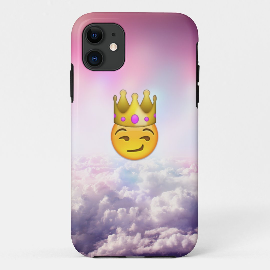 Cloudy Smirk Crown Emoji iPhone Case | Zazzle