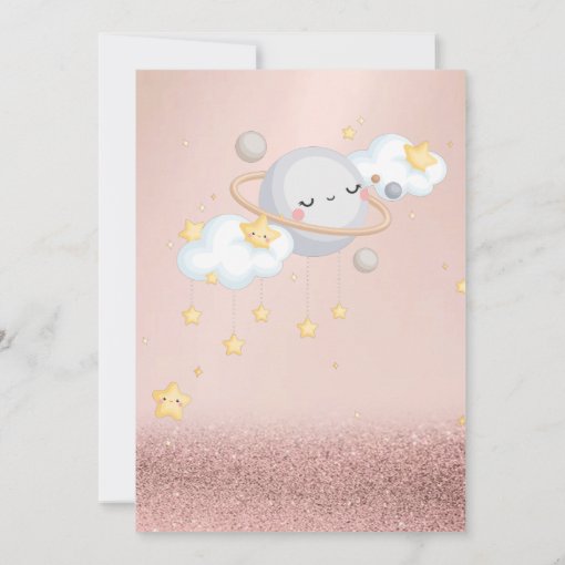 Clous Stars Planet Rose Gold Bokeh Baby Shower Invitation | Zazzle