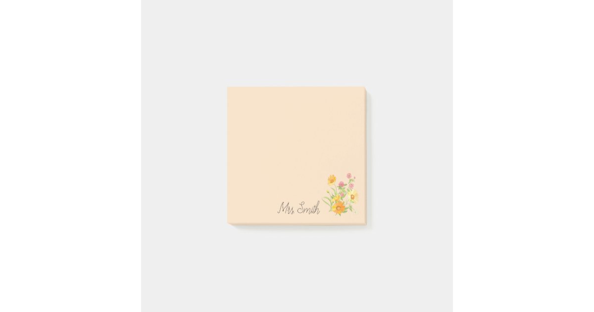 Clover flower bouquet monogram teacher post-it notes | Zazzle