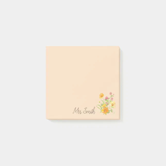 Clover flower bouquet monogram teacher post-it notes | Zazzle