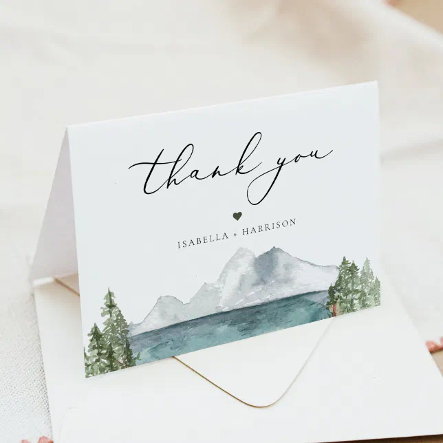CLOVER Rustic Boho Mountain Pine Camp Thank You Card | Zazzle